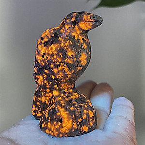 1pc Natural Yooperlite Crow Skull Quartz Crystal Skull Carved Figurines Gem 2.4"
