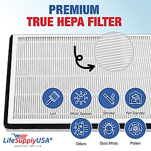 LifeSupplyUSA 3-in-1 True HEPA Air Cleaner Replacement Filter Compatible with Surround Air MT-8500SF Air Cleaner