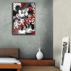 LIINH Mickey and Minnie are Enjoying Each Other's Company Poster Decorative Painting Canvas Wall Art Living Room Posters Bedroom Painting 16x24inch(40x60cm)