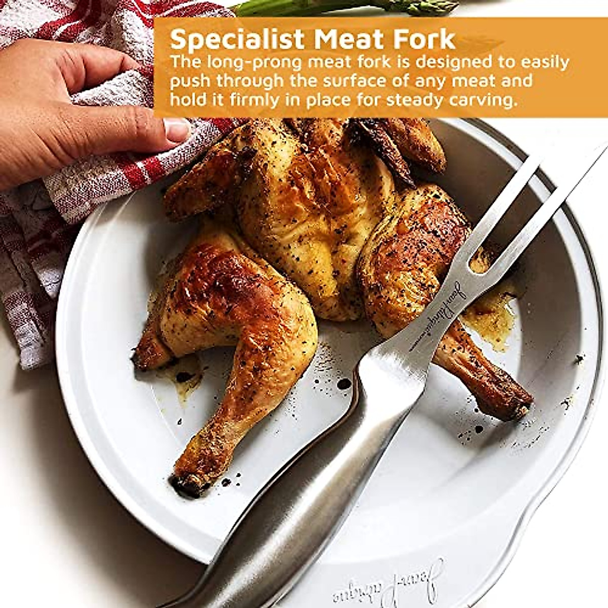 Carving Fork/Meat Fork, 6" made from Stainless Steel With a Comfortable Ergonomic Handle - Chopaholic by Jean Patrique