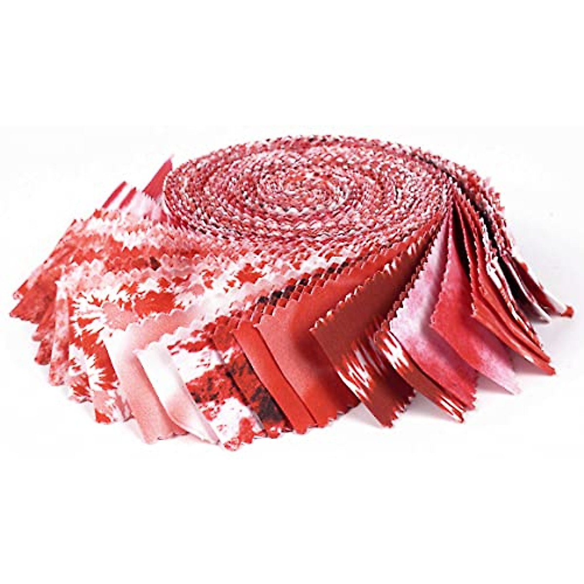 Soimoi 40Pcs Tie Dye Print Precut Fabrics Strips Roll Up 1.5x42inches Cotton Jelly Rolls for Quilting - Red