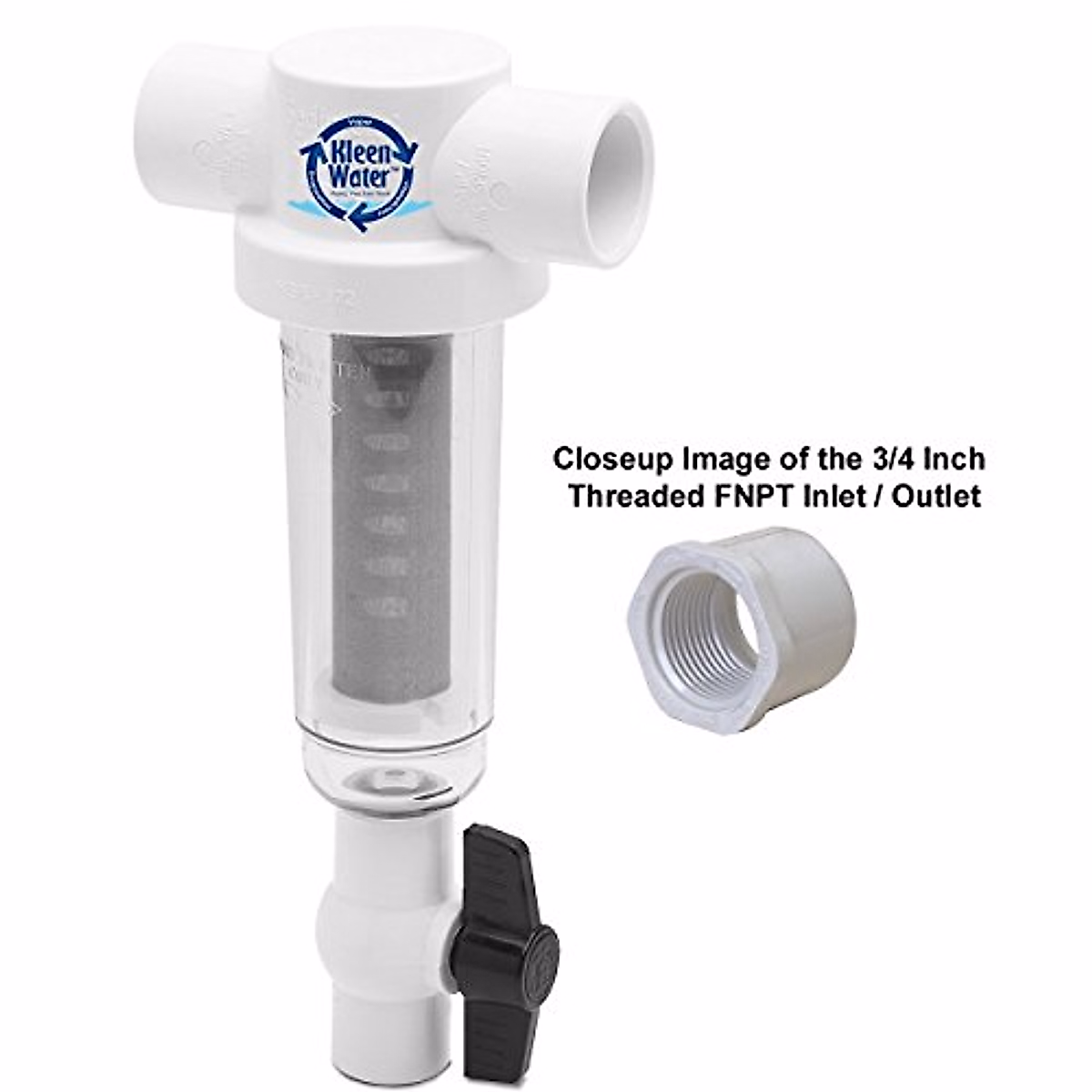 Rusco Vu-Flow, Campbell Alternative and Lakos Spin Down Filter, 100 Mesh Sand and Sediment Filter, 3/4 Inch FNPT (Female Threaded PVC Connection)