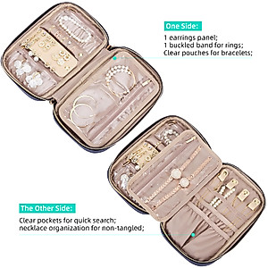 NISHEL Travel Jewelry Case, Travel Organizer for Necklaces, Earrings, Rings, Bracelets, Watch, Aegean-Blue