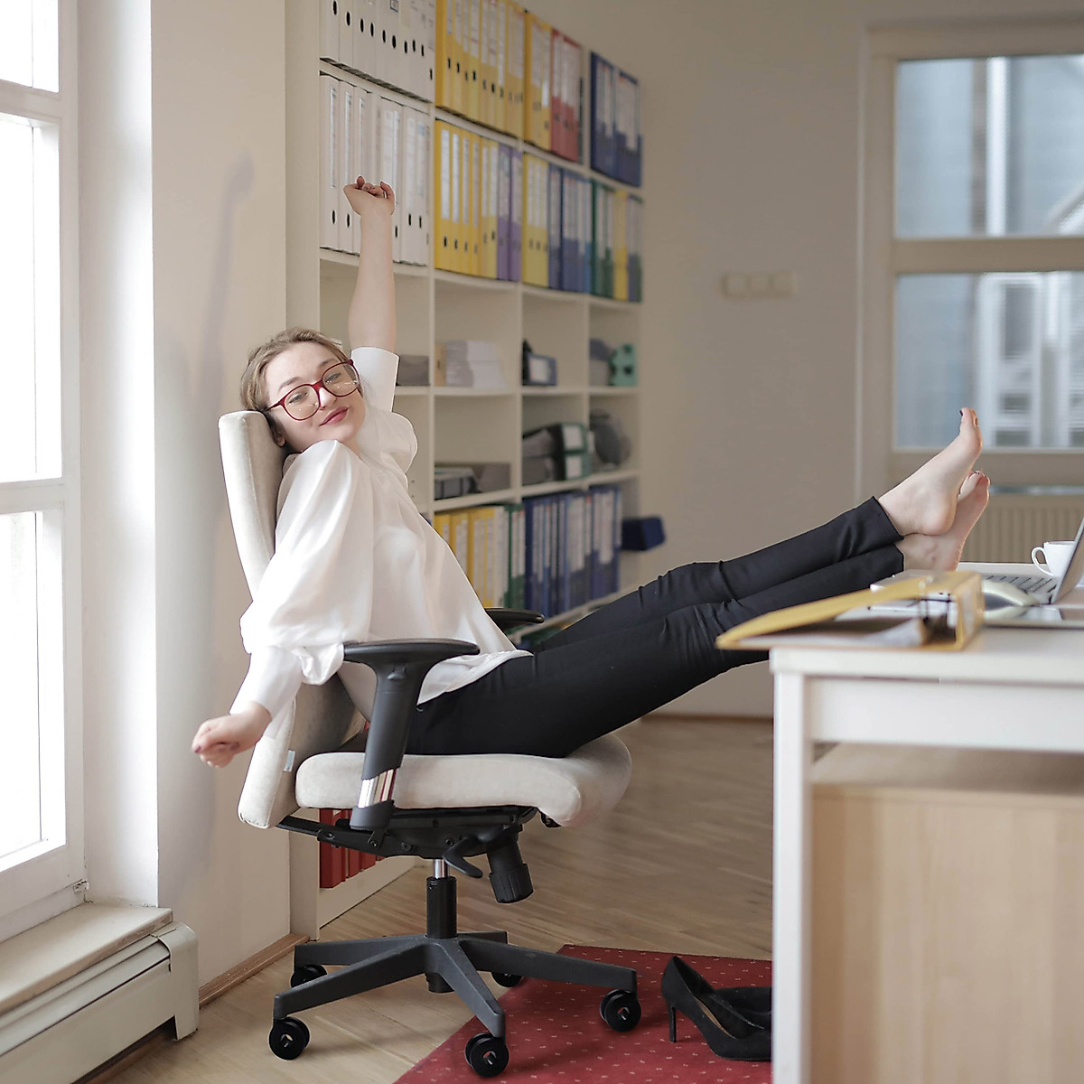 AXL Hubless Caster Office Chair Wheels Black Replacement Rubber Chair Casters for Hardwood Floors and Carpet, Set of 5, TPR Casters Safe All Floor, Hollow Style Wheel (Black)