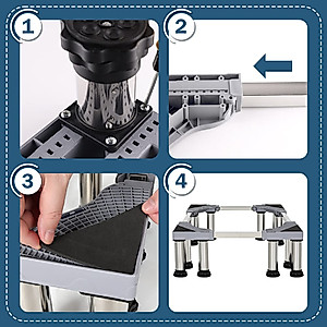 Kokorona Washing Machine Stand Mini Fridge Stand with 12 Strong Feet (9-10.2in High), Adjustable Refrigerator Base Multi-Functional Washer Dryer Pedestals, Max Load 660lbs