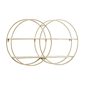 CosmoLiving by Cosmopolitan Metal Round 2 Shelf Wall Shelf, 30" x 6" x 18", Gold