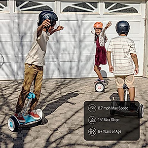 Segway Ninebot S Kids, Smart Self-Balancing Electric Scooter, 800 Watts Power, Max 8 Miles Range & 8.7MPH, Hoverboard with LED Light, Compatible with Mecha kit, UL-2272 Certified