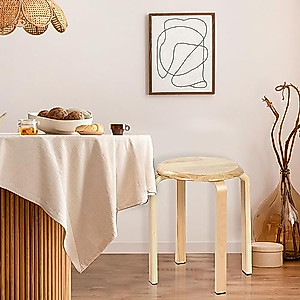 Yawinhe Wood Stools, Portable Barstools with Round Top, Anti-Slip Felt Pad, Stackable Stool Chairs, for Dinning, Living Room, Class Room, 11.8''Lx11.8''Wx16.53''H, Natural, 2-Pack, UDS001N-2
