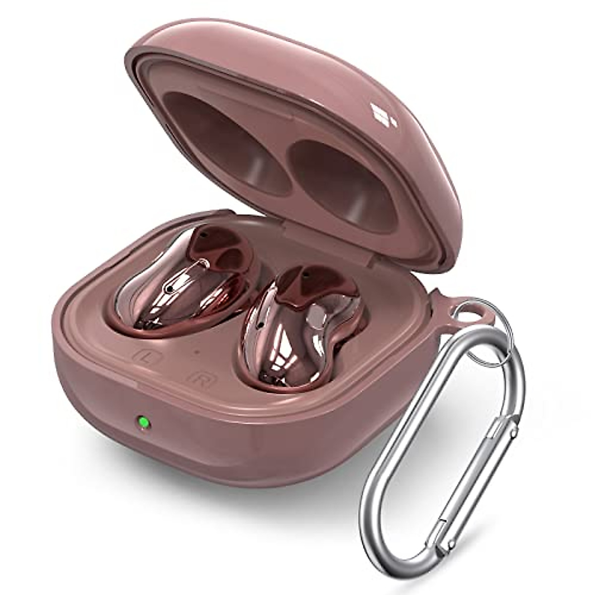 Filoto Case Cover for Samsung Galaxy Buds 2 Pro/Galaxy Buds Pro/Galaxy Buds 2/ Galaxy Buds Live Case, Hard Protective Earbuds Case for Men Women Shockproof Skin Cover with Keychain (Rose Gold)