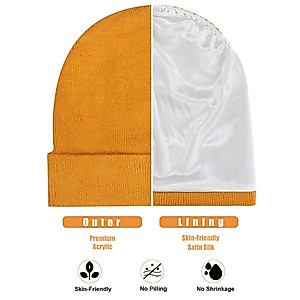 SATINIOR 4 Pieces Kids Satin Lined Beanies Winter Toddler Knit Ski Baby Beanie Hat Warm Skull Caps for 3 to 15 Child Baby Boys Girls