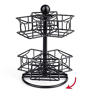 Peohud Tea Bag Organizer, Tea Bag Spinning Carousel with 6 Compartments, 360-Degrees Rotating Storage Organizer for Tea and Coffee, Up to 60 Tea Bags Storage