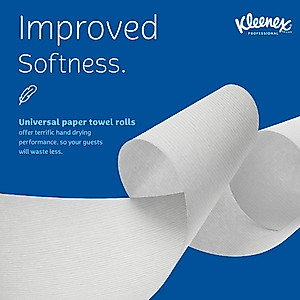Kleenex Hard Roll Paper Towels (50606) with Premium Absorbency Pockets, 1.75" Core, White, 600'/Roll, 6 Rolls/Case, 3,600'/Case