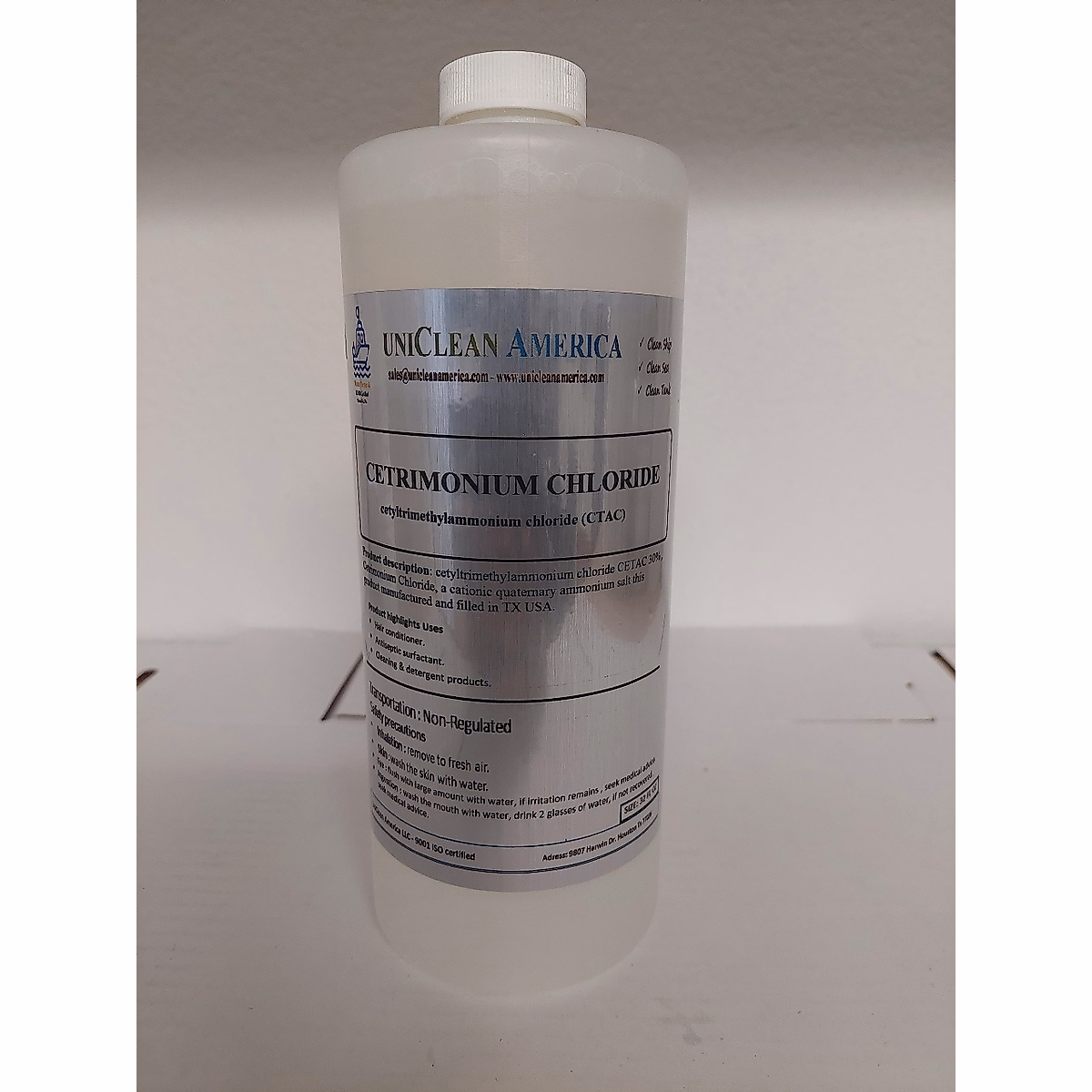 Cetrimonium Chloride - CETAC 30 - UniClean America - USA (Size: 16 fl oz)