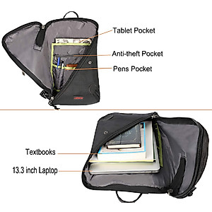 Larswon Sling Bag, Lightweight Large Chest Bag Laptop Backpack Shoulder Bag for Men Women Black