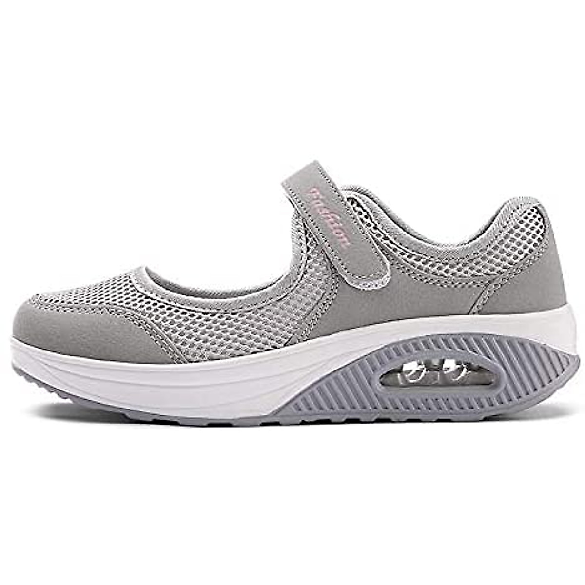 Hotcham Woman Casual Walking Shoes Comfort Fitness Sneaker Women Mesh Fabric Sneaker Women Wedge Sneaker,Gray/9