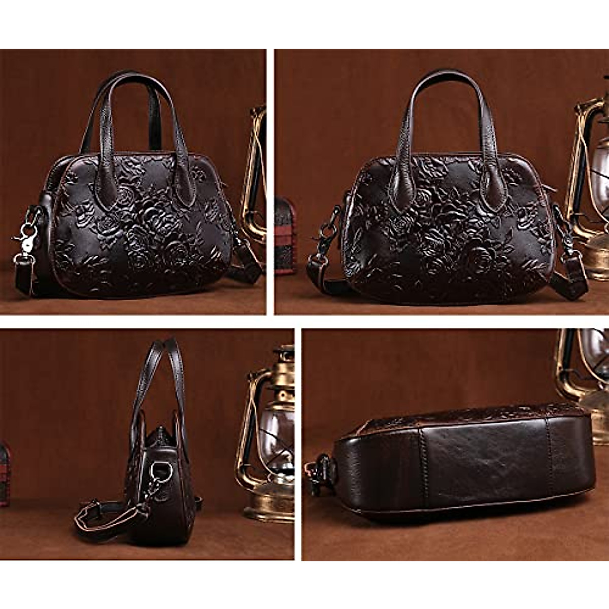 Crossbody Bag for Women Genuine Leather Top Handle Tote Purses Vintage Satchels Handbag (8899)