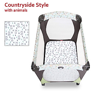 Pack and Play Sheets Fitted Mini Crib, Breathable Microfiber Stretchy Playard Sheets Fit for Graco Pack and Play, Lovely Bunny Pack and Play Fitted Sheets for Boys and Girls