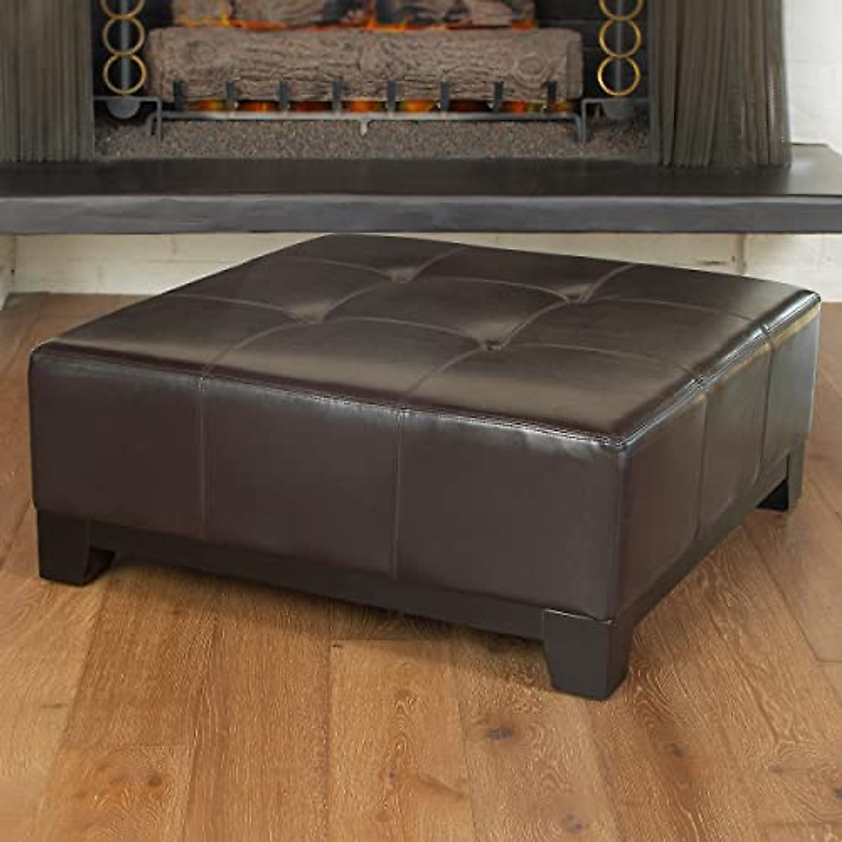 Christopher Knight Home Darlington Bonded Leather Ottoman, Espresso Brown