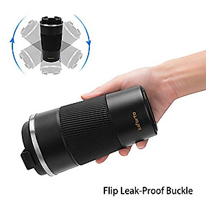 kaforto 16oz Insulated Coffee Travel Mug Stainless Steel Vacuum Coffee Cup Leakproof with Screw Lid Double Wall Coffee Tumbler Reusable Thermal Cup for Hot/Iced Beverage - 510ml, Black