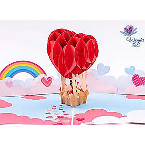 Wonder3D Pop Up Card for Valentines Day Pop Up Card, Valentines Day 3D Card, Happy Birthday, Happy Anniversary, Thank You, Get Well, Thinking of you, Anniversary card for her