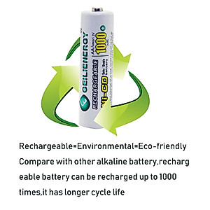 GEILIENERGY Solar Light AA Ni-CD 1000mAh Rechargable Batteries,AA Rechargeable Batteries for Solar Lights Solar Lamp(Pack of 8)