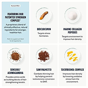 Nutrafol Men's Hair Growth Supplement | Clinically Effective for Visibly Thicker & Hair with More Scalp Coverage | Dermatologist Recommended | 2 Month Supply