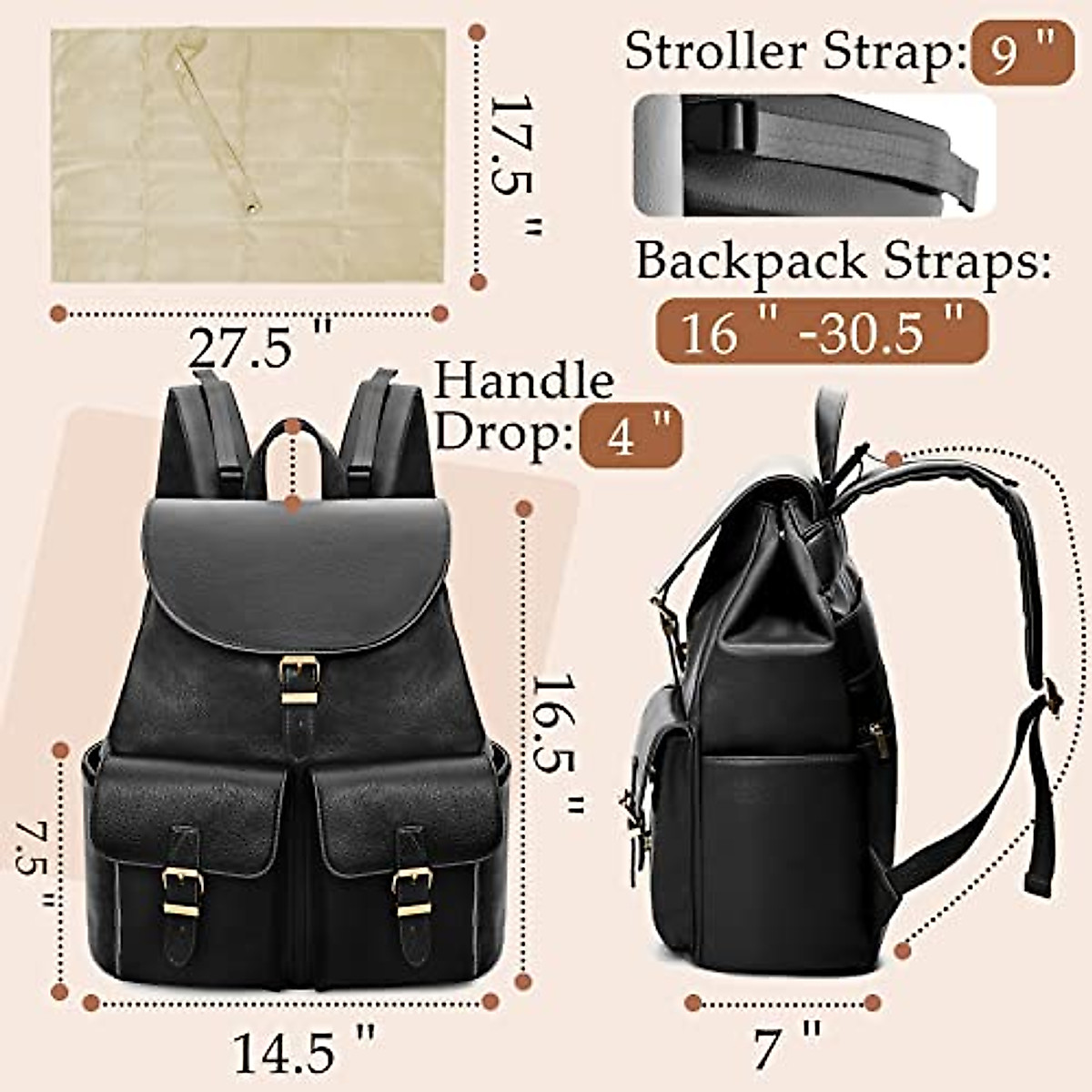 Omanmoli Diaper Bag Backpack Leather Diaper Bag Backpack Baby Bag Diaper Bag Organizer