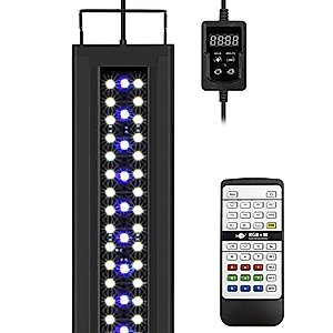 NICREW RGB+W 24/7 LED Aquarium Light with Remote Controller, Full Spectrum Fish Tank Light for Planted Freshwater Tanks, Planted Aquarium Light with Extendable Brackets to 18-24 Inches, 17 Watts