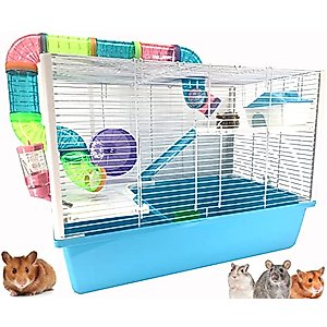 Large Deluxe 3-Tiers Hamster Gerbil Mouse Mice Habitat House Critters Cage with Complete Set of Accessories Expandable and Customizable
