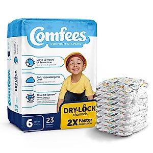 Comfees Baby Diaper Tab Closure Size 6 Disposable Moderate Absorbency, CMF-6 - Pack of 23
