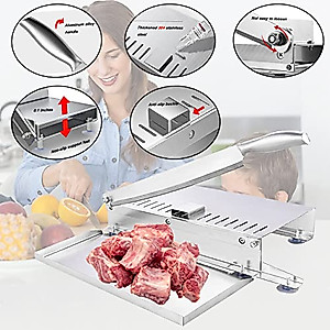 SJDFK Manual Bone Meat Slicer,Stainless Steel Cutter Machine,Rib Fish Chicken Beef Cutting Machine for Home Cooking and Commercial 15.3 In
