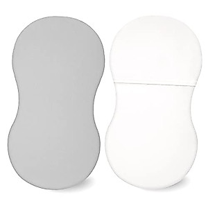 TILLYOU Cotton Fitted Bassinet Sheets for Baby Boy Girl, Fit for Halo Bassinet Swivel Sleeper, Adapt to Hourglass Bassinet Mattress Sheet, 31.5'' x 18'', 2 Pack White+Gray
