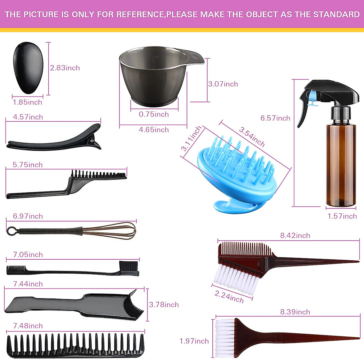 SOFYE 42pcs Hair Dye Coloring Kit, Brush and Mixing Bowl Set with Scalp Massager Shampoo Brush, Tinting Bowl, Ear Cover, Gloves, DIY Salon Hair Painting Bleaching Tools