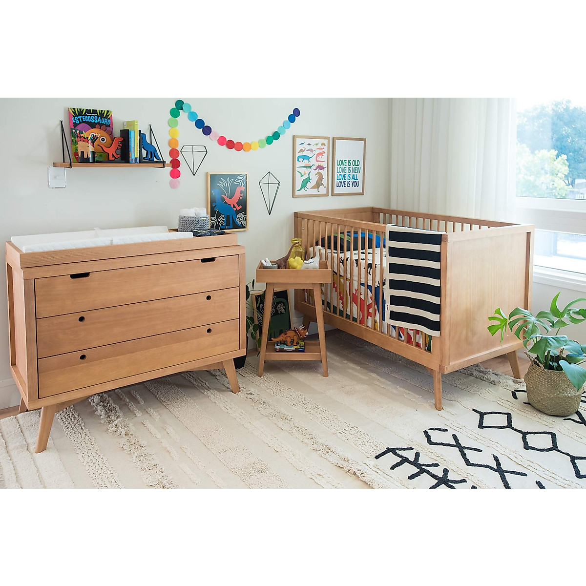 Simply Nursery Retro Removable Changing Tray | Mid-Century Design Nursery Retro Collection Furniture | Eco-Friendly, Sustainable, Handmade Solid Brazillian Pine Wood | Hazelnut Finish