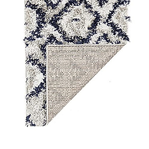 Nautica Puffy Rug – Fez Motif | Modern Home Décor | Premium Shag Accent Rug |Measures 3' X 5' | Navy and Grey