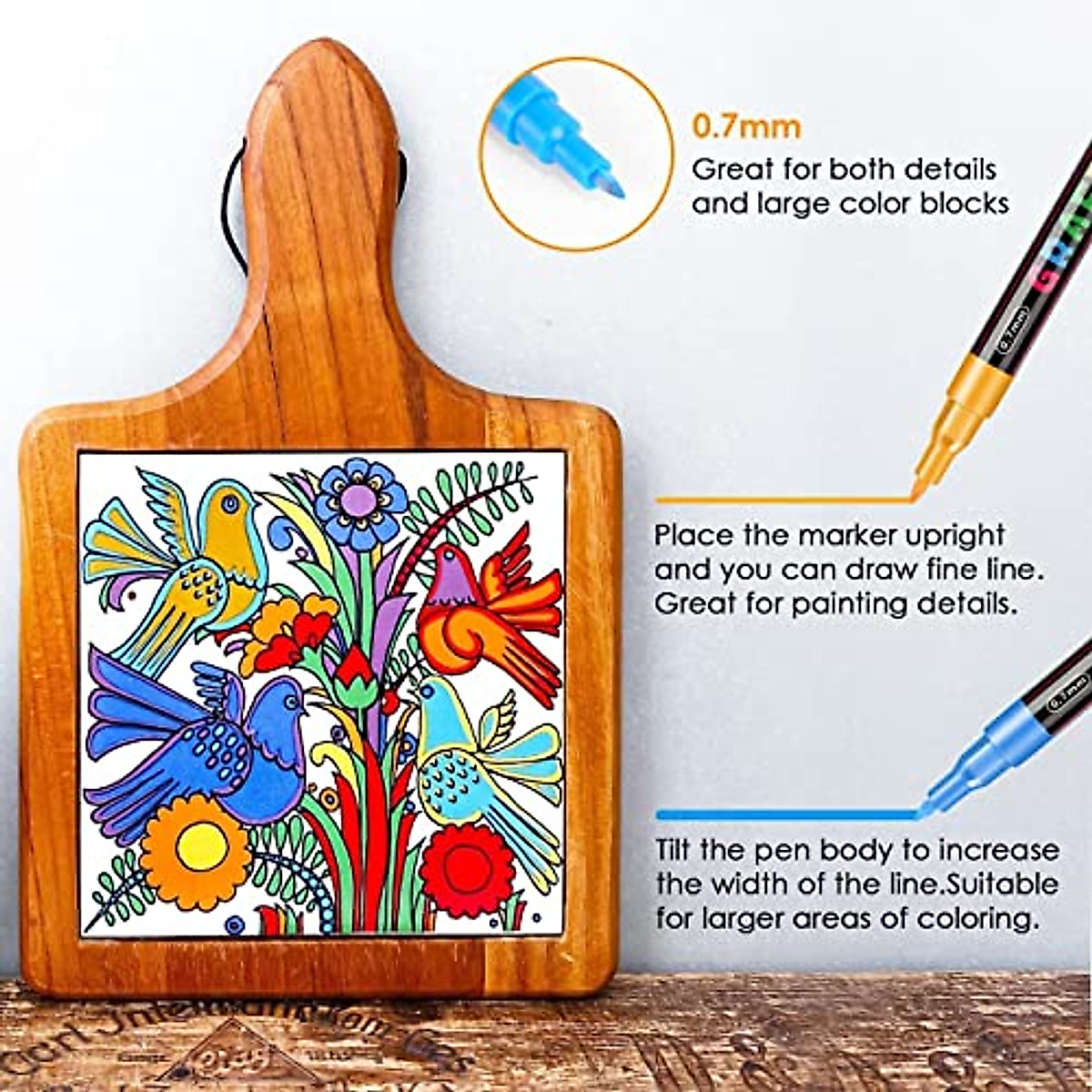 Acrylic Paint Pens,Emooqi Marker Pens for DIY Craft Projects Waterproof Paint Art Marker for Rock Painting, Ceramic, Glass,Canvas,Mug,Wood,Metal-0.7mm fine tip (24 PCS)