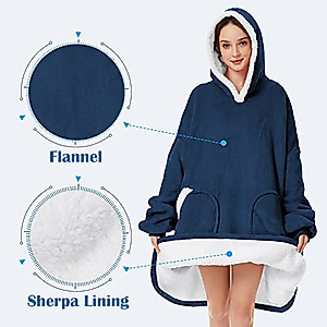 American Trends Wearable Blanket Oversized Blanket Hoodie Comfy Hooded Blanket Snuggies for Women Men Sweatshirt with Big Pockets Grey One Size