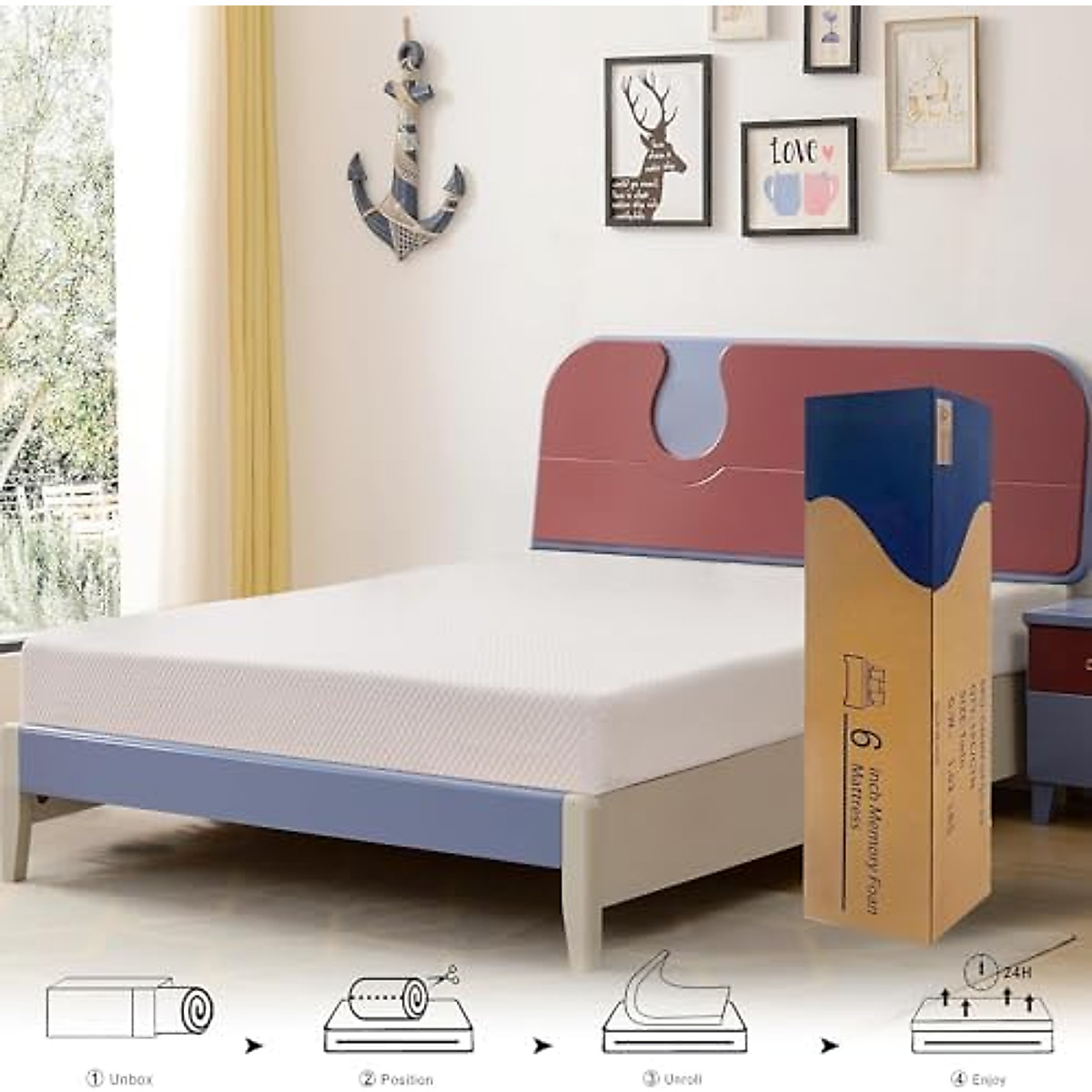 BreezeRest Full Mattress 6 Inch Memory Foam Mattress Colchones Full Bed in a Box,Medium Firm Cooling Gel Green Tea Full Size Mattress with Breathable Soft Fabric Cover CertiPUR-US Pressure Relief