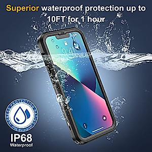 SPIDERCASE [Real 360 Designed for iPhone 13 Case Waterproof, Built-in 9H Tempered Glass Screen Protector [Dustproof] [12FT Military Dropproof][Full-Body Shockproof][IP68 Underwater] Case-Black