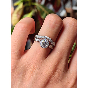 DovEggs Moissanite Engagement Ring for Women 1.5ct 7.5mm G-H-I Color Heart Arrows Cut Moissanite Lab Created Diamond Solitaire Wedding Rings 14K Gold QUALITY Sterling Silver(6.5)