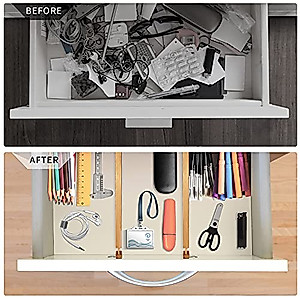 EcoFives Bamboo Separators, Expandable Drawer Divider, Adjustable Spring Loaded Drawer for Kitchen, Dresser, Bedroom, Baby Drawer, Bathroom & Office, Set of 8