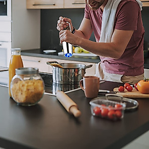Premium Gravity Electric Salt and Pepper Grinder Set of 2, Automatic One Hand Pepper Mills with LED Light, Automatic Pepper and Salt Mill Grinder Battery-Operated with Adjustable Coarseness