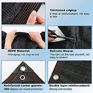 Taywes 90%-95% Shade Cloth, 6.5 Ft x 10 Ft Sunblock Shade Cloth Net, Anti-Aging Black Shade Mesh Tarp with Grommets,Garden Shade Mesh Tarp for Patio Plants Greenhouse Pools Chicken Coop Porch