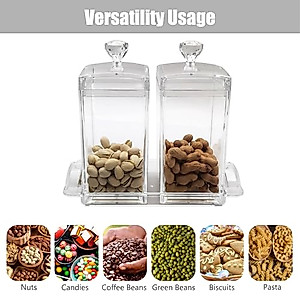 WBJKZJD Apothecary Jar with Lid, Airtight Acrylic Storage Jar With Diamond Shape Lid Shatter Proof Cookie Jars for Kitchen Counter Candy Apothecary Canisters Nuts & Coffee Beans, 2pcs