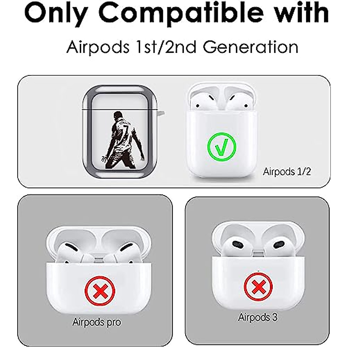 Grtcopan Cute AirPod 2nd 1st Case Cover with Keychain Pendant Silicone Soft Shell Soccer Athlete Theme Designed Compatible with AirPods 2/1 Case