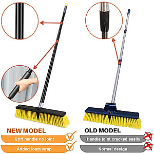 KeFanta 18 Inches Push Broom Outdoor- Heavy Duty Broom with 63" Long Handle for Deck Driveway Garage Yard Patio Warehouse Concrete Floor Cleaning