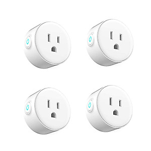 WOOSTAR WIFI Smart Plugs, Mini WiFi Outlet Compatible with Alexa, Google Assistant for Voice Control, No Hub Required, WiFi Enabled Remote Control, Timer Function-4 Pack