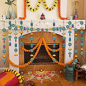 Happy Diwali Garland, Happy Diwali Decorations, Blue Circle Dots Garland for Deepavali Party, Paper Circle Garland Hanging Dots Streamer, Happy Diwali Party Favors