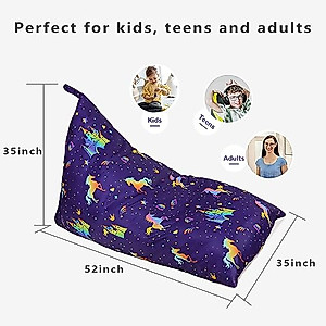 Stuffed Animal Storage Bean Bag Chair for Kids and Adults, Extra Large Beanbag Chairs Plush Toys Holder and Organizer Cover(No Filling) Only