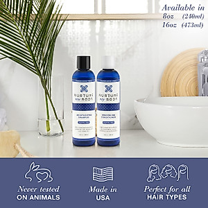 Nurture My Body Fragrance Free Moisturizing Shampoo and Nourishing Conditioner Set | 8 oz. | Sulfate free and Paraben free shampoo and conditioner set | All Natural Ingredients | Handmade in USA